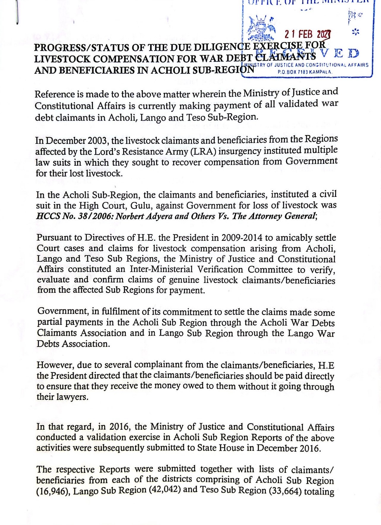 Norbert Mao on Twitter: "The ⁦@MoJCA_UG⁩ is committed to total transparency. Today I presented ...