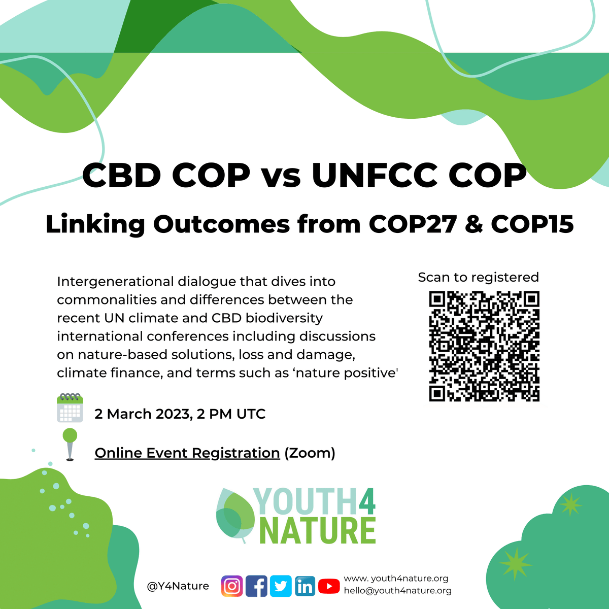 Youth4Nature on Twitter: "Event Alert: Y4N Presents: Linking Outcomes from COP27 & COP15 Join ...