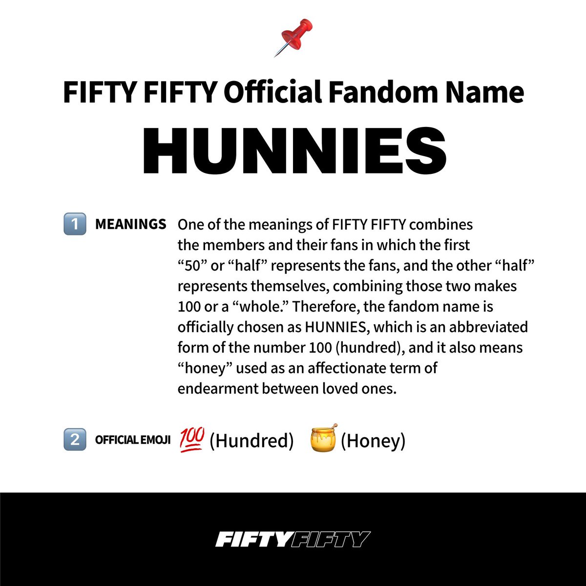 fifty fifty archive on Twitter: "OFFICIAL FANDOM NAME 🍯💯 HUNNIES #FIFTYFIFTY #피프티피프티"
