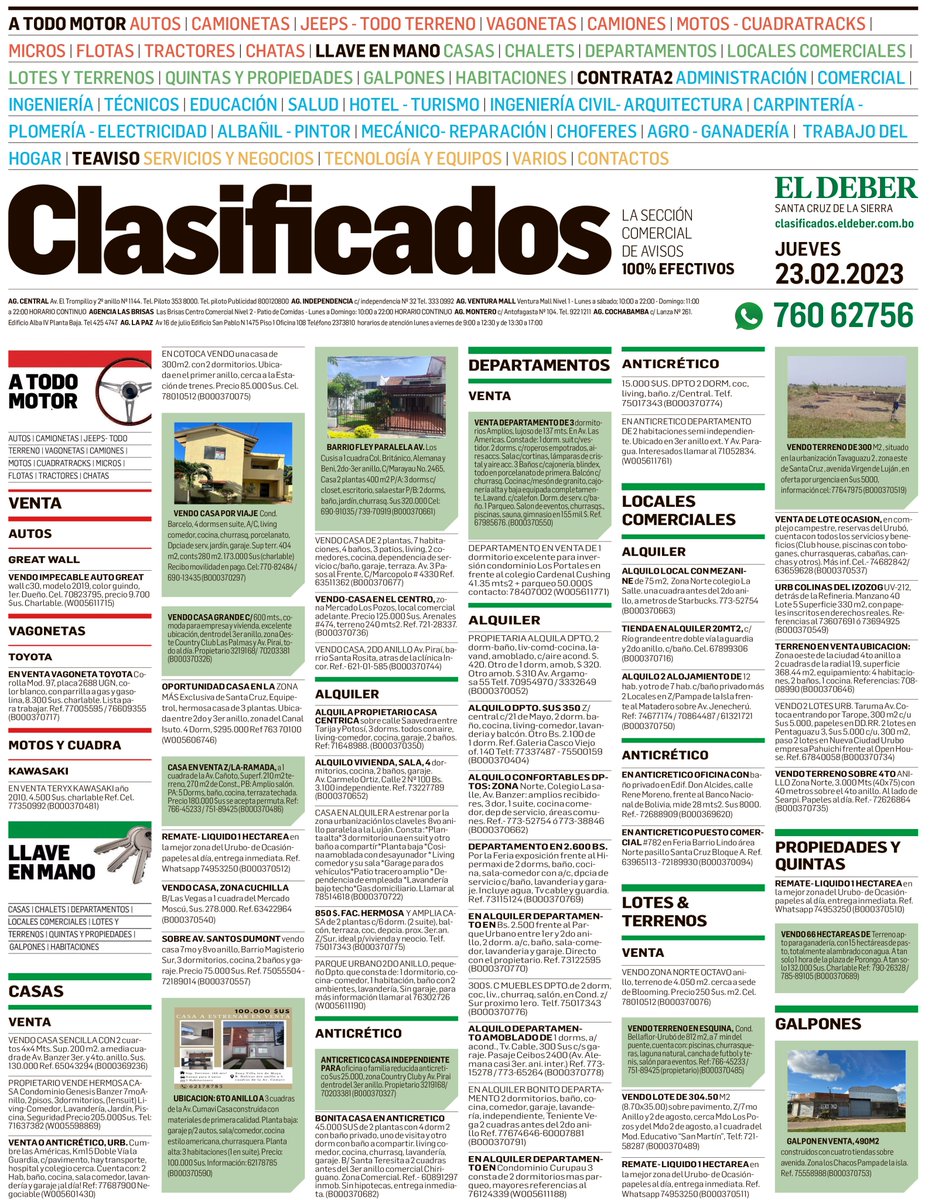 🗞 Te presentamos la portada de clasificados de hoy, jueves 23 de ...