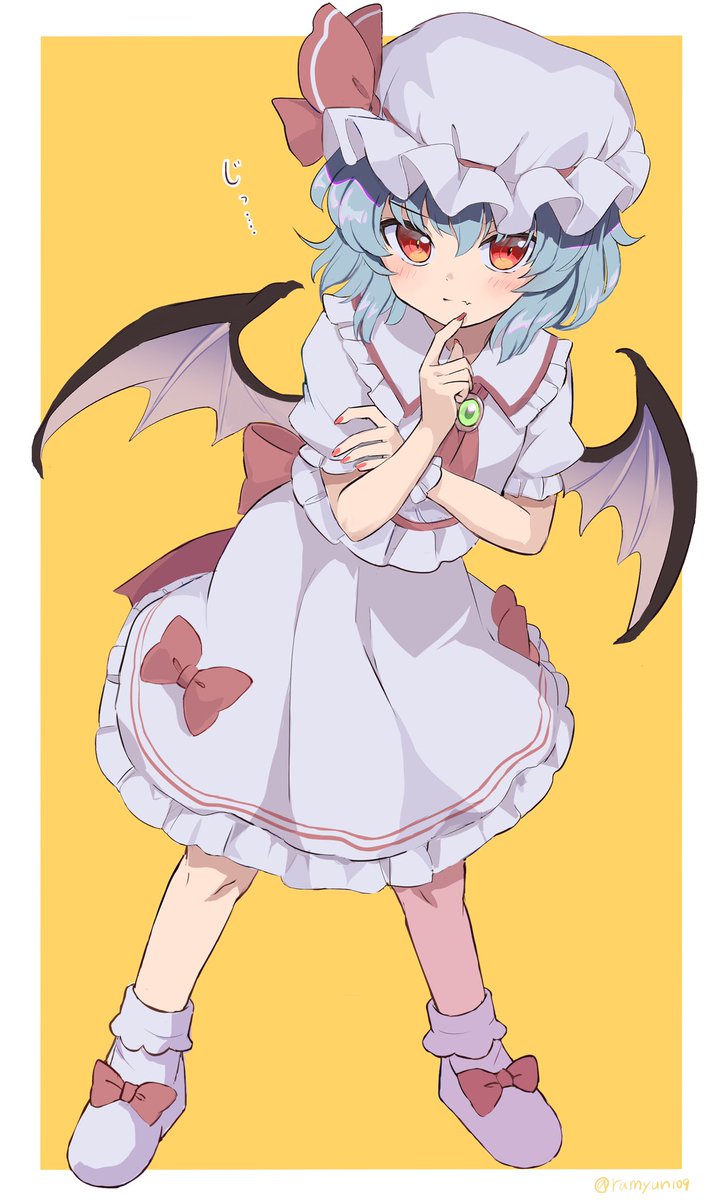 Remilia Scarlet 1girl Solo Hat Wings Mob Cap Bat Wings Red Eyes