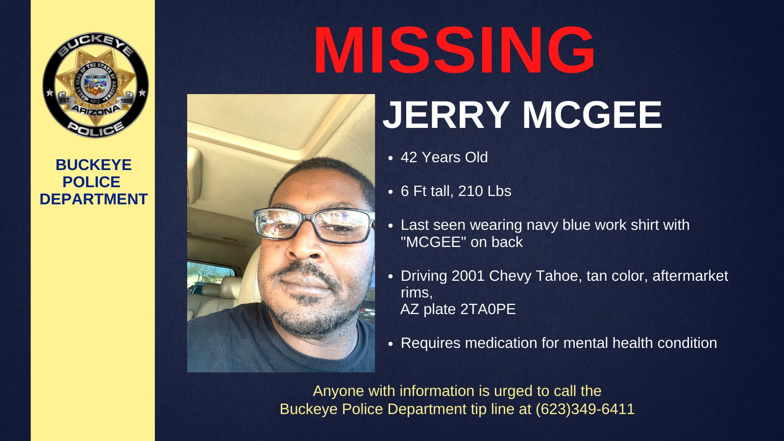 Buckeye Police Dept on Twitter: "**Missing/Endangered Adult** Buckeye police need your help ...