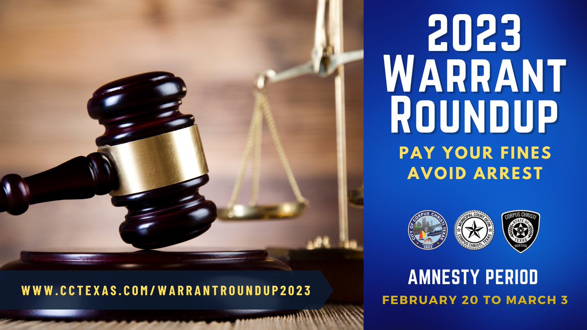 City of Corpus Christi on Twitter: "The 2023 Warrant Roundup's amnesty period is February 20 ...