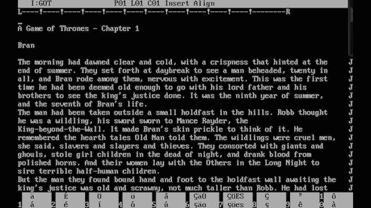 Universo Game of Thrones on Twitter: "Martin utiliza o WordStar 4.0, um processador de textos ...