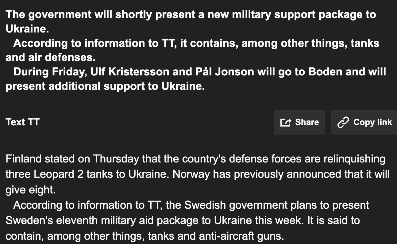 Faytuks News Δ On Twitter Breaking Sweden Will Send Tanks To Ukraine