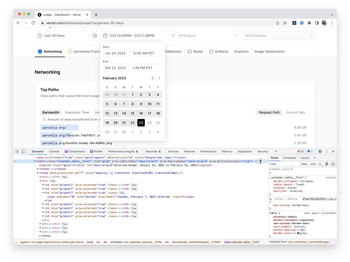 Devon Govett on Twitter: "Looks like Vercel's new Calendar component is using React Aria! 🥳"