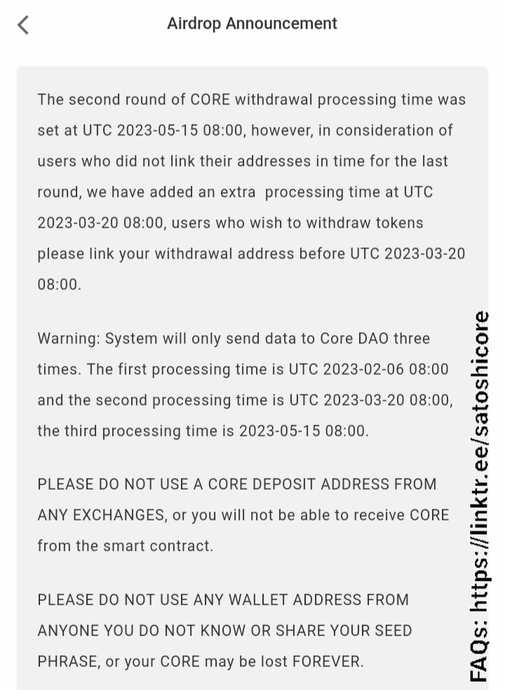 Satoshi CORE (BTCs) on Twitter: "Update for $CORE users who missed Batch1 Airdrop distribution ...