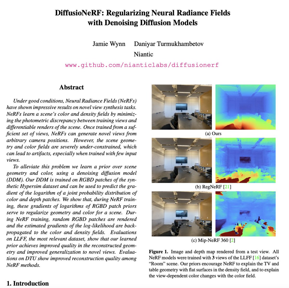 まお（松岡洋） on Twitter: "RT @_akhaliq: DiffusioNeRF: Regularizing Neural Radiance Fields with ...