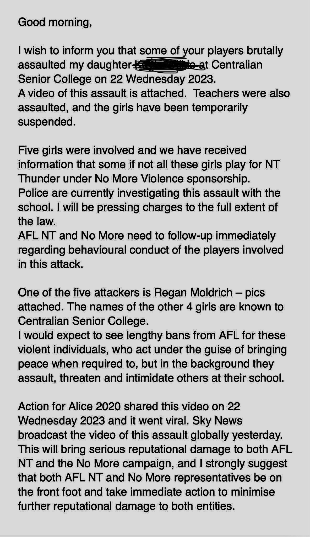 Action for Alice 2020 - Darren Clark on Twitter: "The father of the girl bashed at the ...