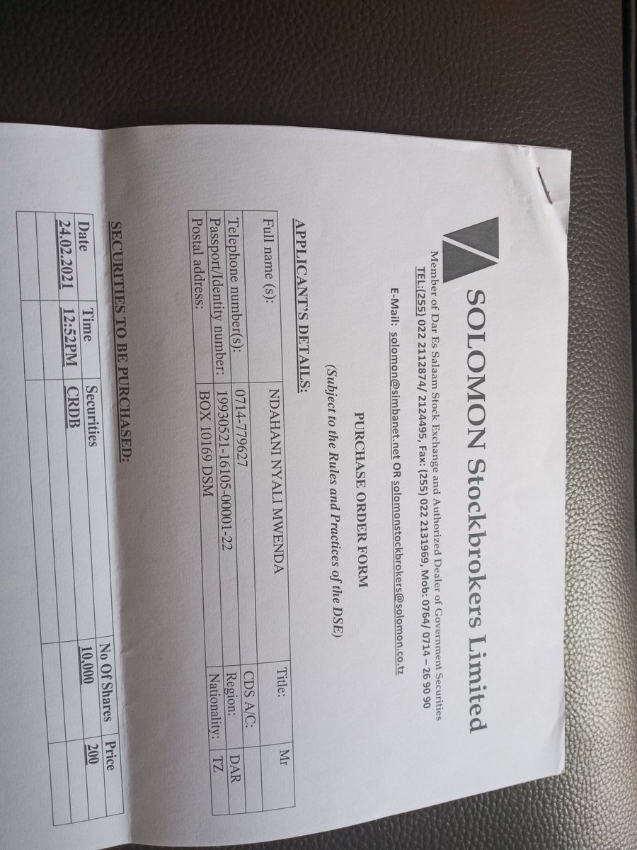 24 Feb 2021 niliweka oda ya hisa 10k za CRDB kwa TZS 200/hisa. Baada ya ...