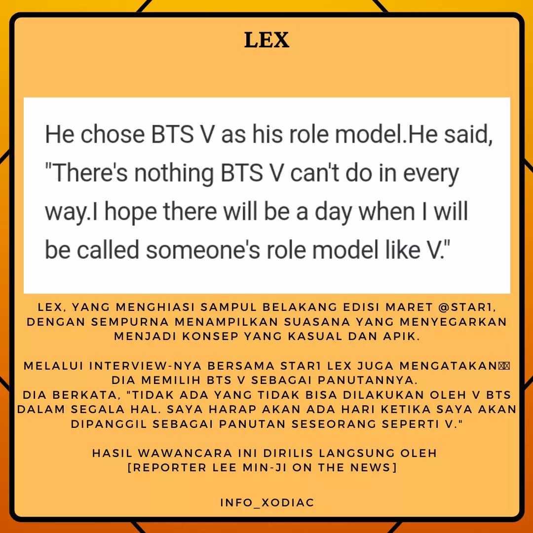 seputar.infoocjxodiac on Twitter: "📰 INFO: Lex mention #TAEHYUNG sebagai role modelnya dlm ...