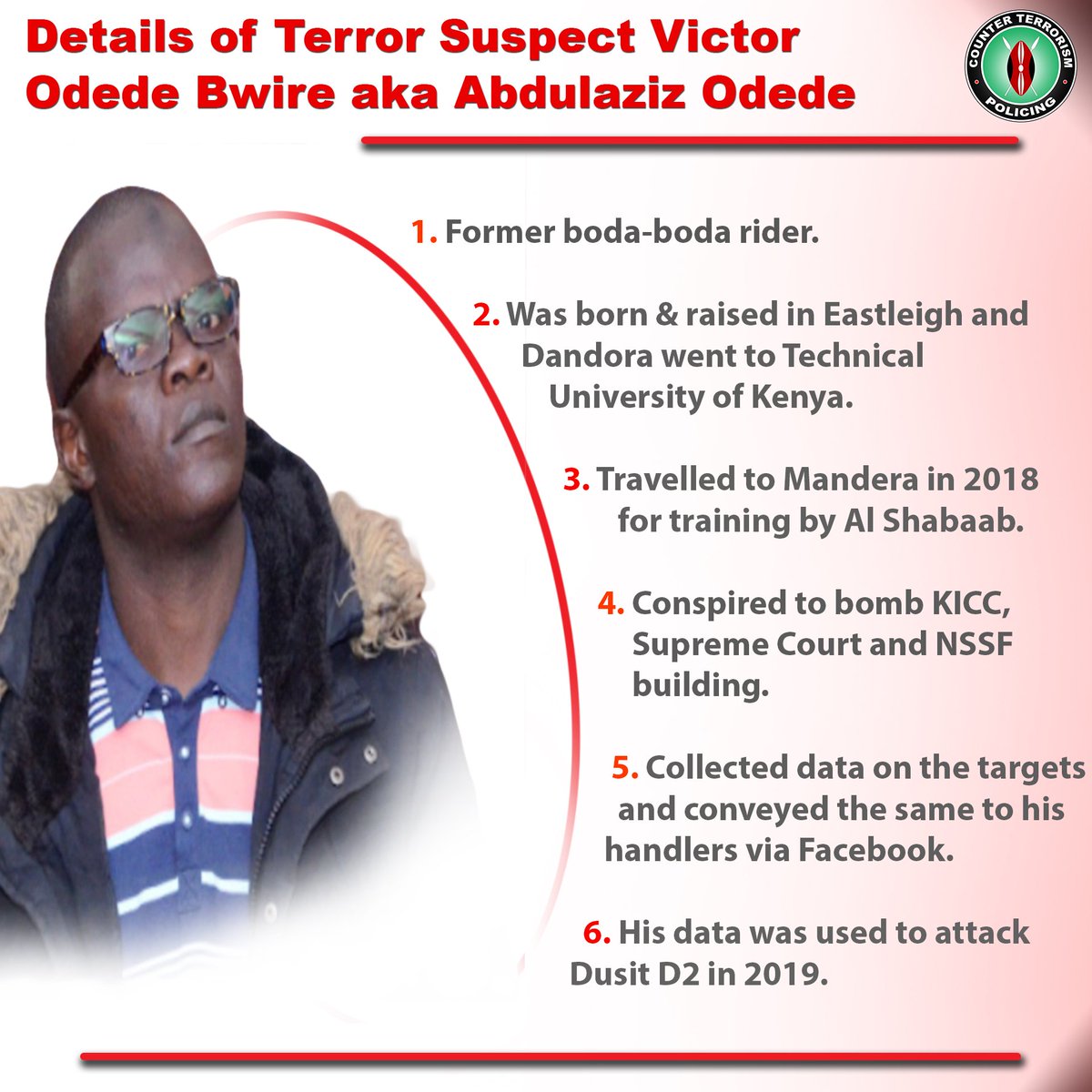 Counter Terrorism Policing KE on Twitter: "WAR ON TERROR:Court sentences Victor Odede Bwire aka ...