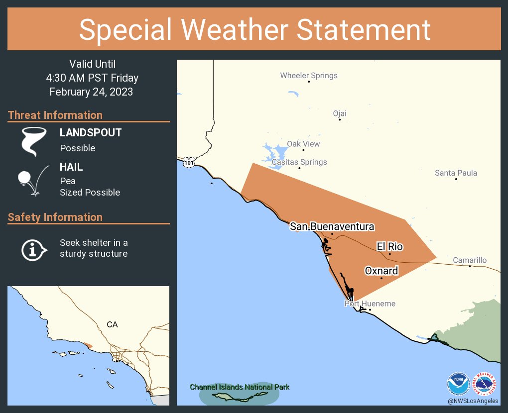 NWS Los Angeles on Twitter: "A special weather statement has been issued for Oxnard CA, San ...