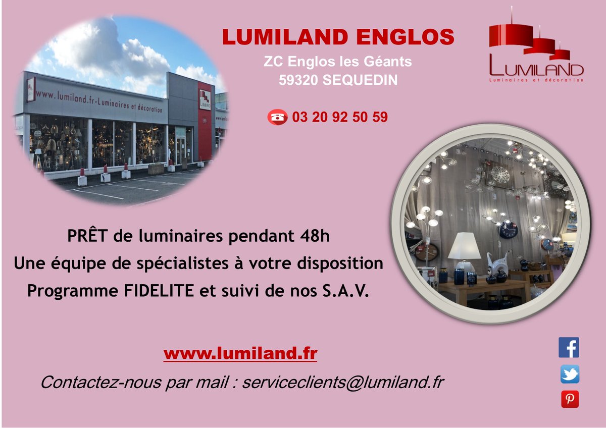 Luminaires LUMILAND on Twitter: "💡 Magasin de luminaires LUMILAND Lille Centre Commercial ENGLOS ...