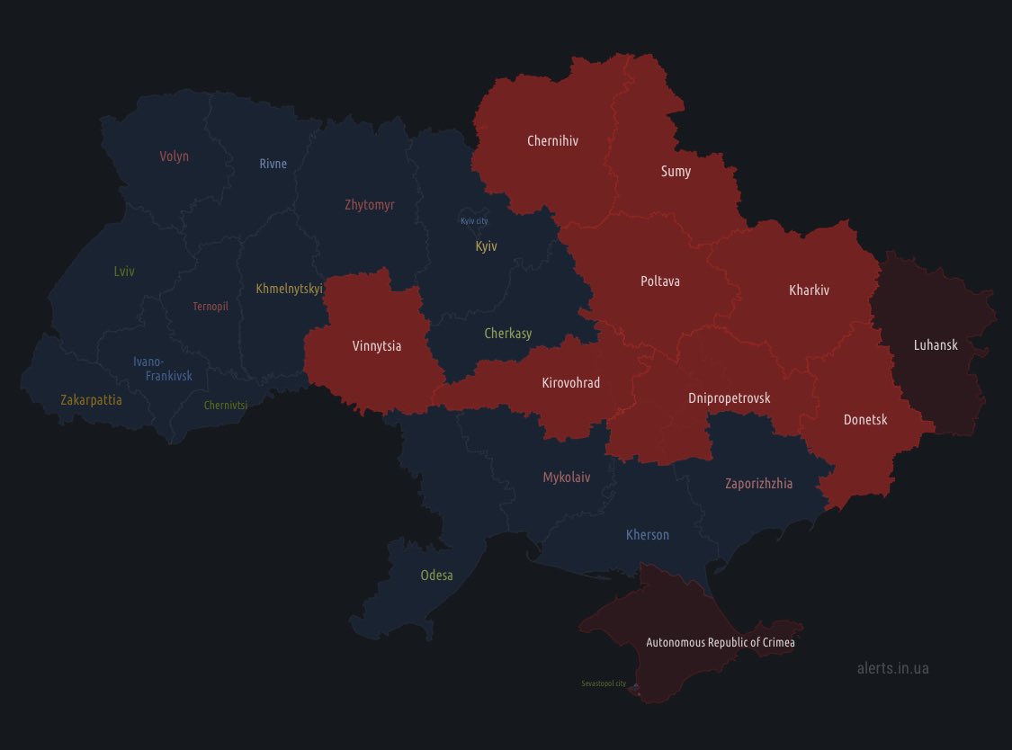 Ukraine Battle Map On Twitter Air Raid Sirens π¨ Are Active In Nine