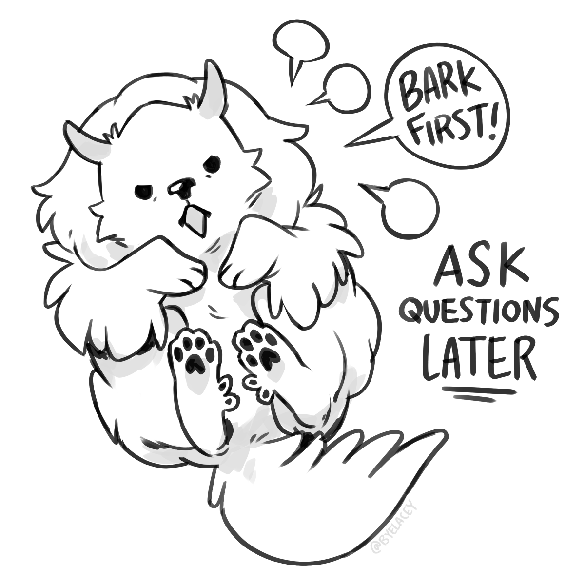 「BARK FIRST 🐻‍ ️📣 ask questions later 」|lacey 🔜 TCAF 2081の漫画
