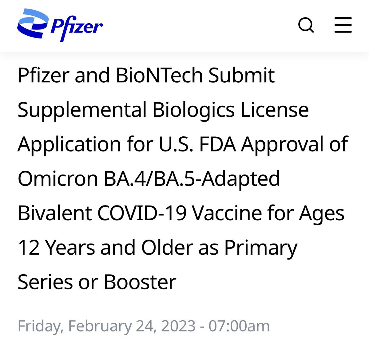 Chief Nerd on Twitter: "“If this sBLA is approved, people 12 years or older would be able to ...