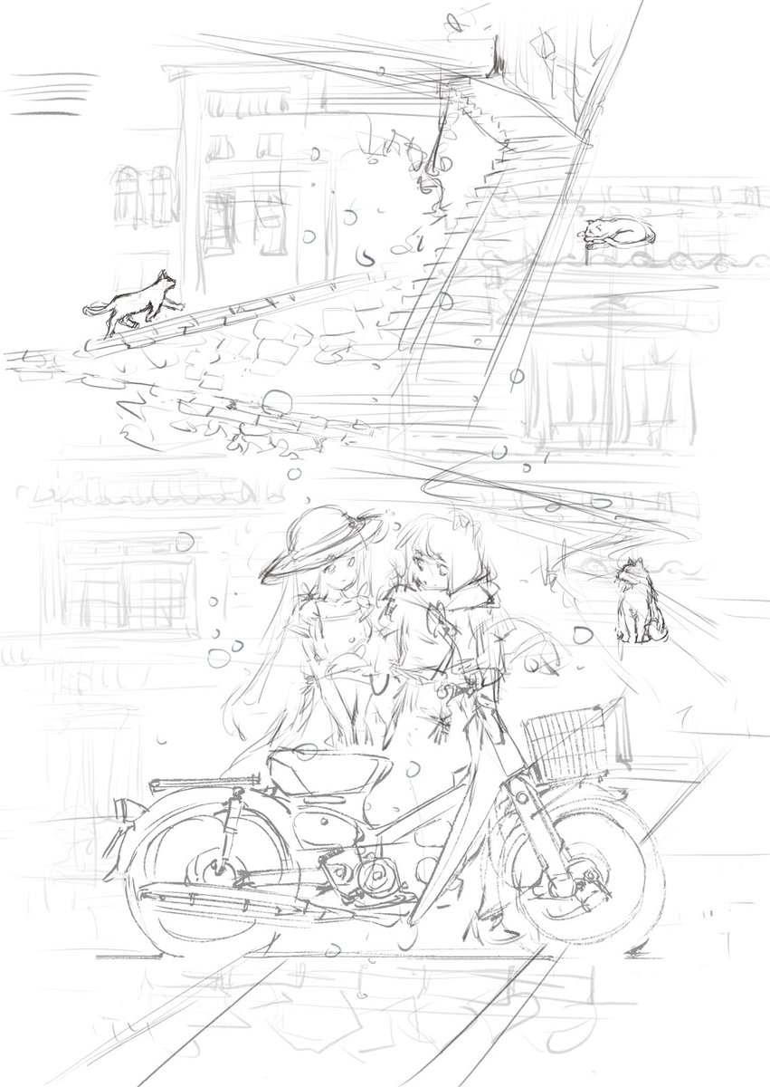 今月描いた絵を晒そう 1月。思った以上に描いてた。。 #スーパーカブ 」フミよ C105 月曜 東5 ヘ-30bの漫画