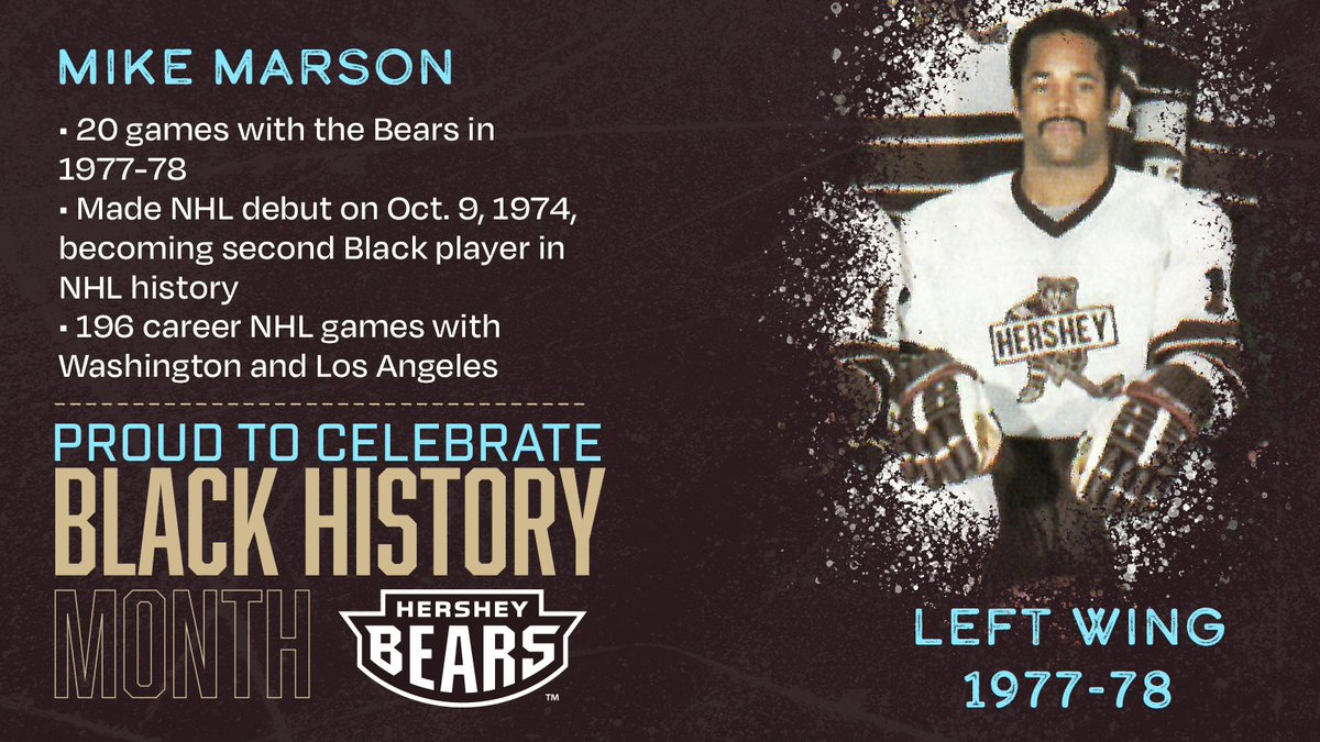 Hershey Bears on Twitter: "Mike Marson followed in Willie O'Ree's footsteps as only the second ...