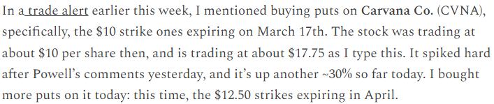 Portfolio Armor on Twitter: "Us on $CVNA on February 2nd. https://portfolioarmor.substack.com/p ...