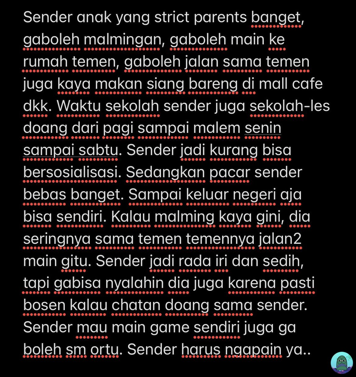 Tanyarl 💚 on Twitter: "💚 [titipan] Kadang sender iri banget sama temen2, apalagi yang cewe mas ...