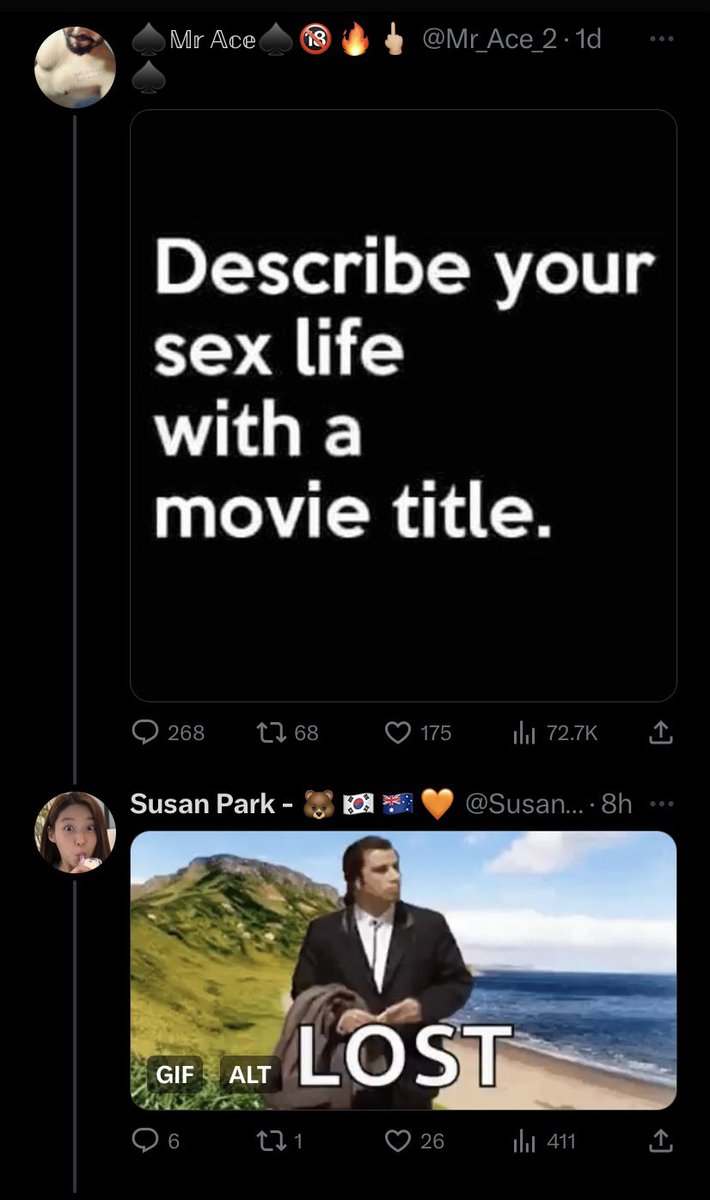 Susan Park π»π°π·π¦πΊπ§‘ On Twitter Describe Your Sex Life With A Movie