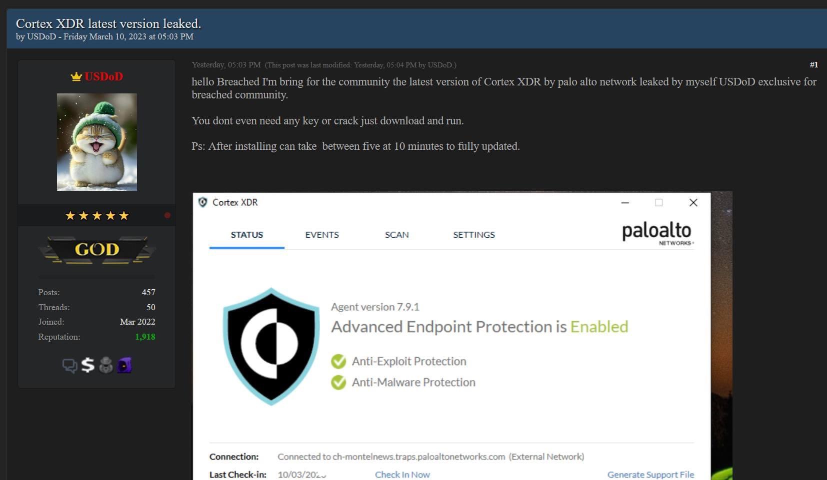 Koichi on Twitter: "Cortex XDR leak? https://t.co/x7VodXxEj0" / Twitter