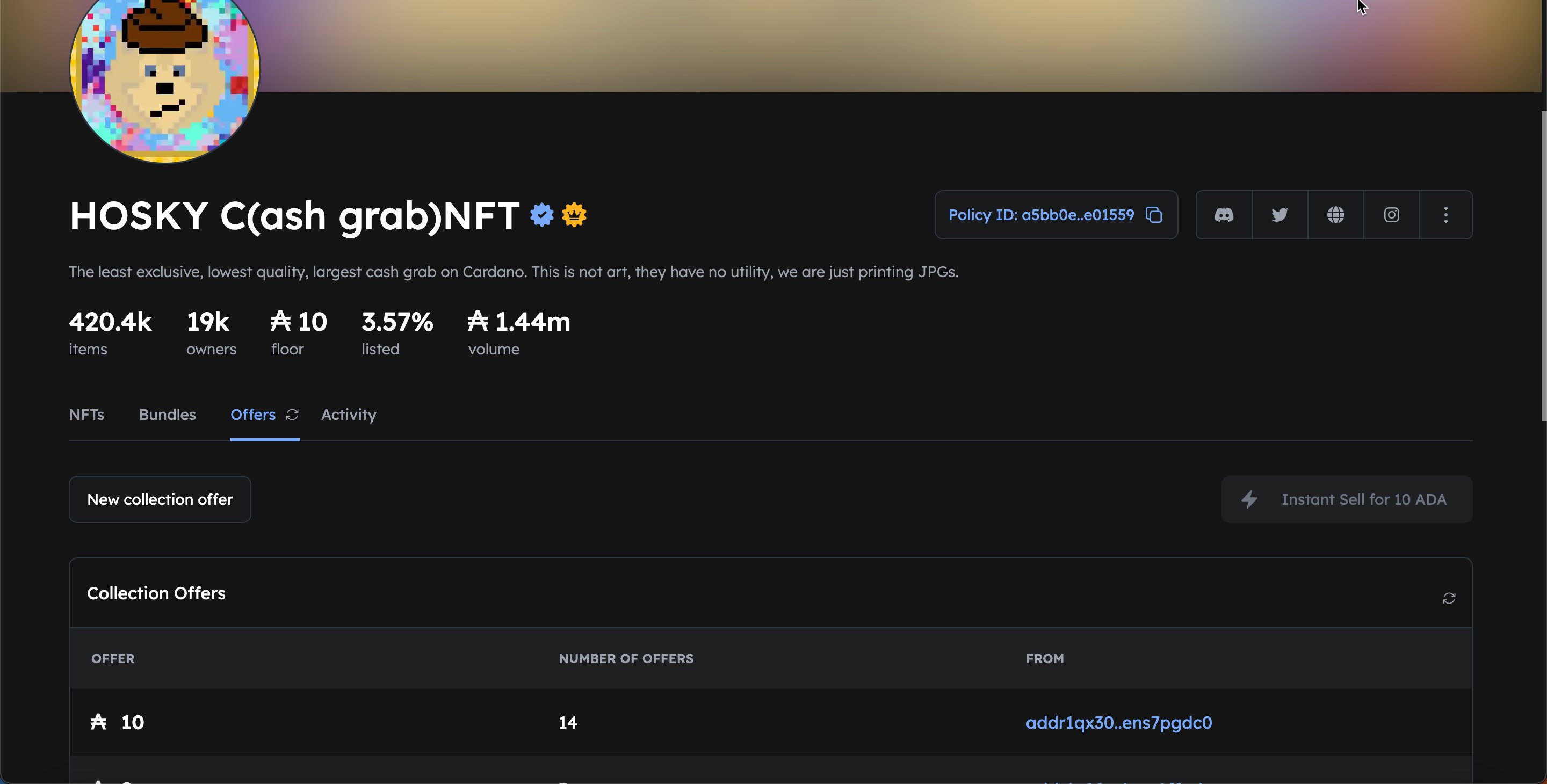 $HOSKY Token 💩 on Twitter: "Shoutout to @jpgstoreNFT for introducing true floor prices. #NFT # ...