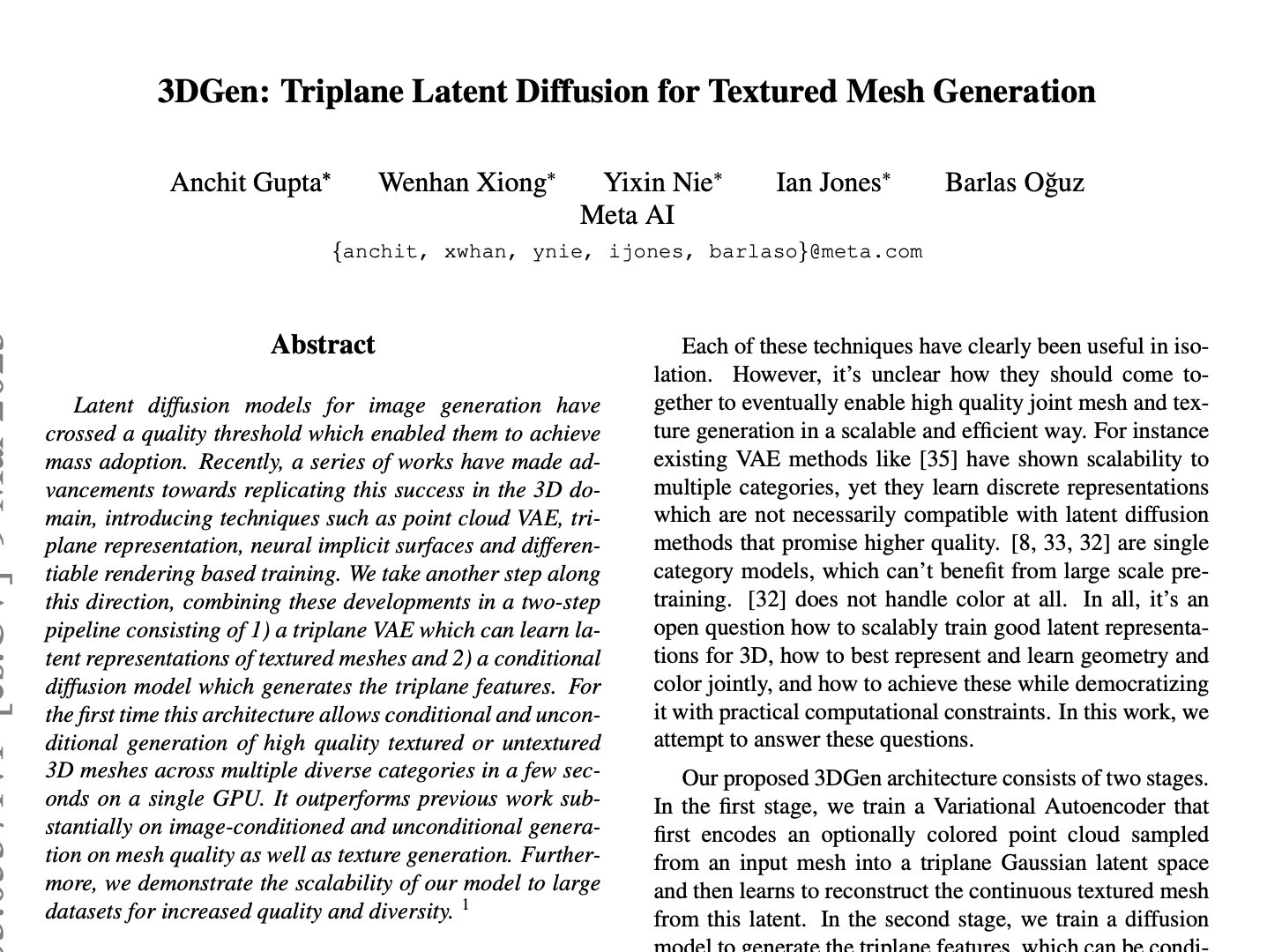 AK on Twitter: "3DGen: Triplane Latent Diffusion for Textured Mesh ...