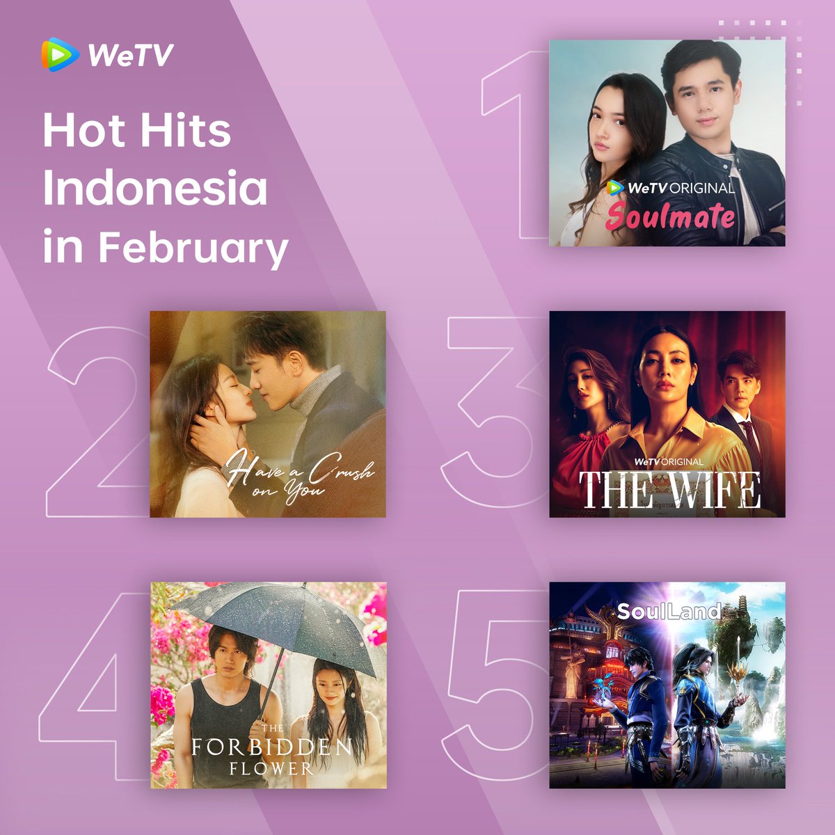 WeTV.Official on Twitter: "#WeTV Hot Hits Indonesia in February🔥 #Soulmate #JodohatauBukan # ...