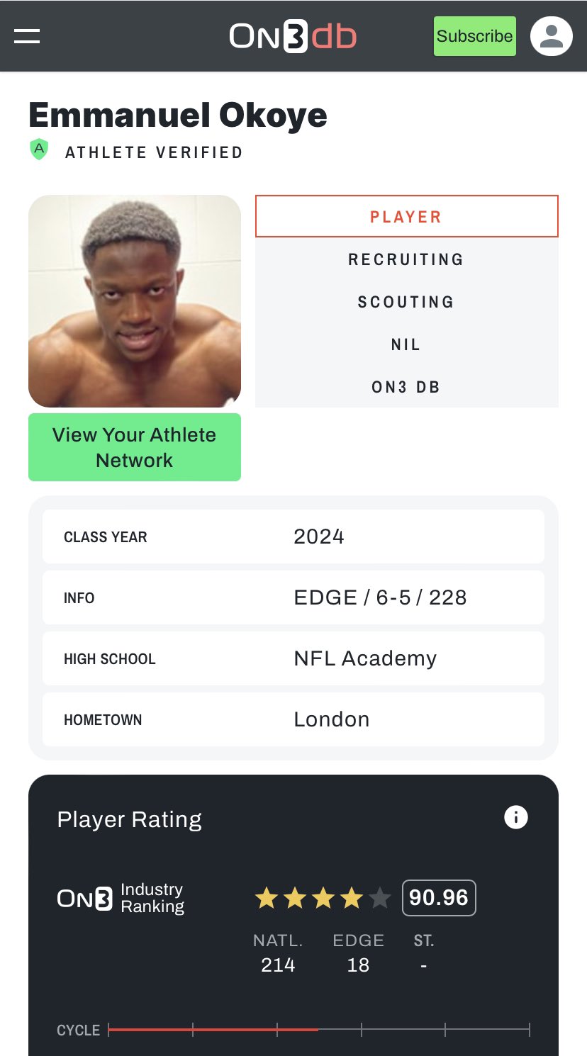 Emmanuel Okoye on Twitter: "Blessed to be ranked a 4⭐️ by @On3sports @GHamilton_On3 ...
