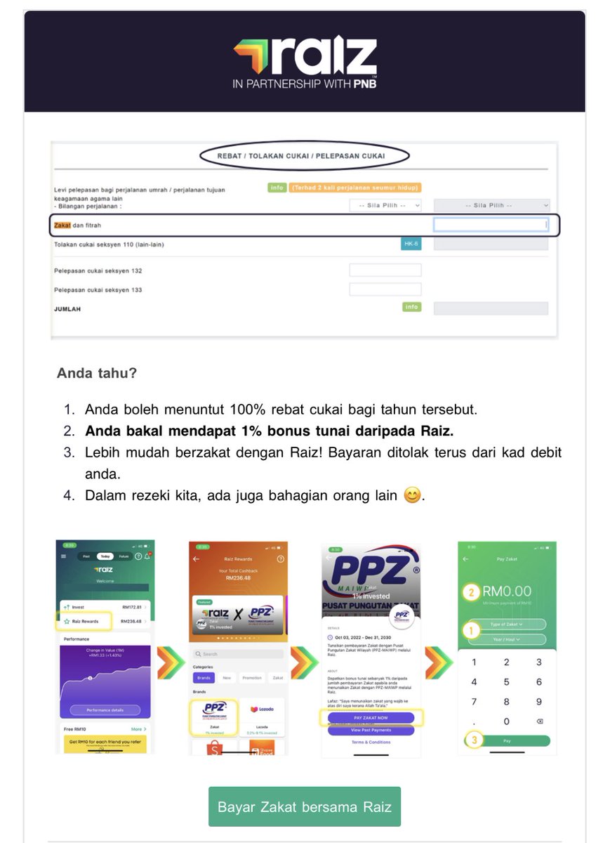 MarieJualKondo 🇲🇾🌺 on Twitter: "Additionally you can pay zakat through Raiz and they will ...