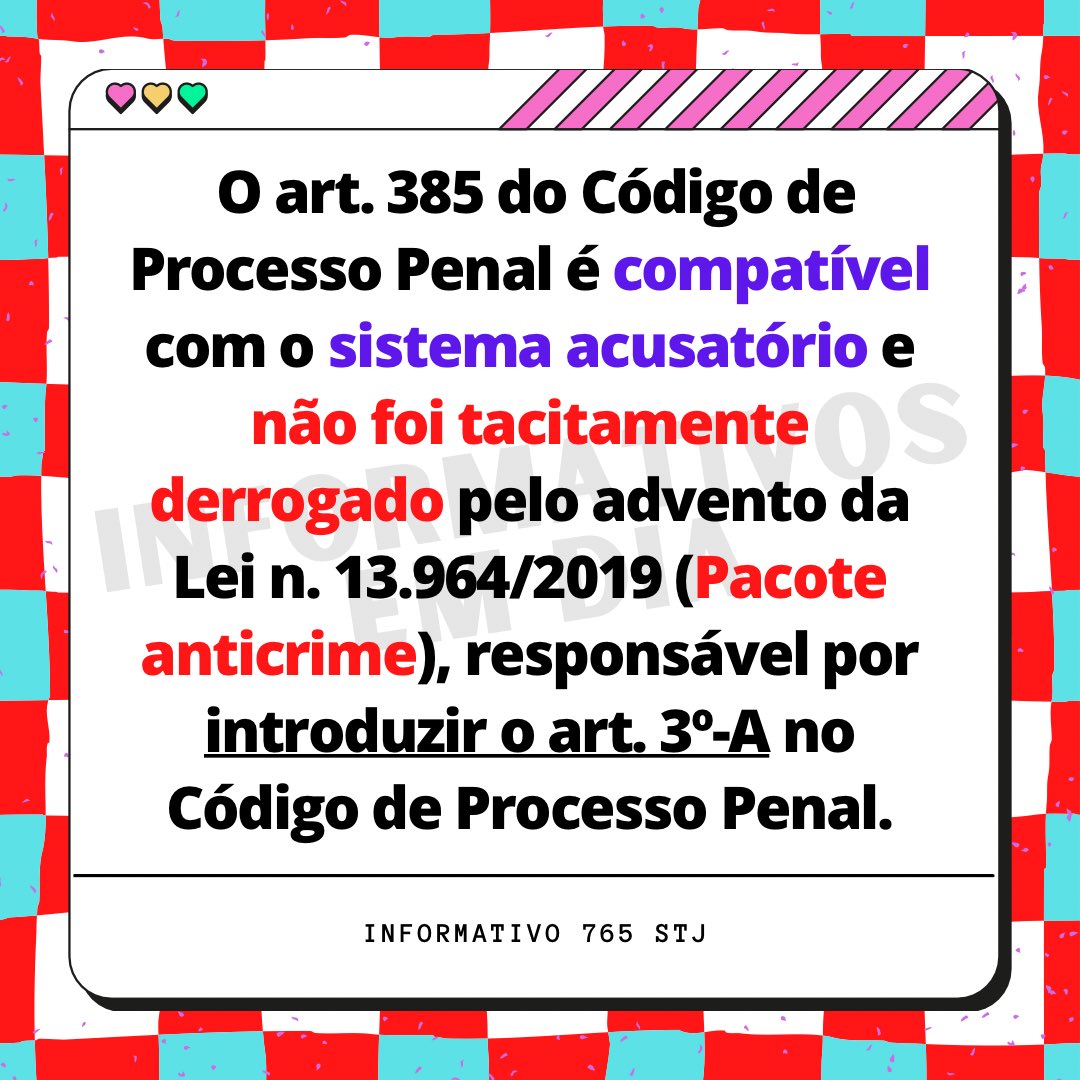 INFORMATIVOS EM DIA on Twitter: "INFO 765 Direito Processual Penal 🎯 Sistema Acusatório ...