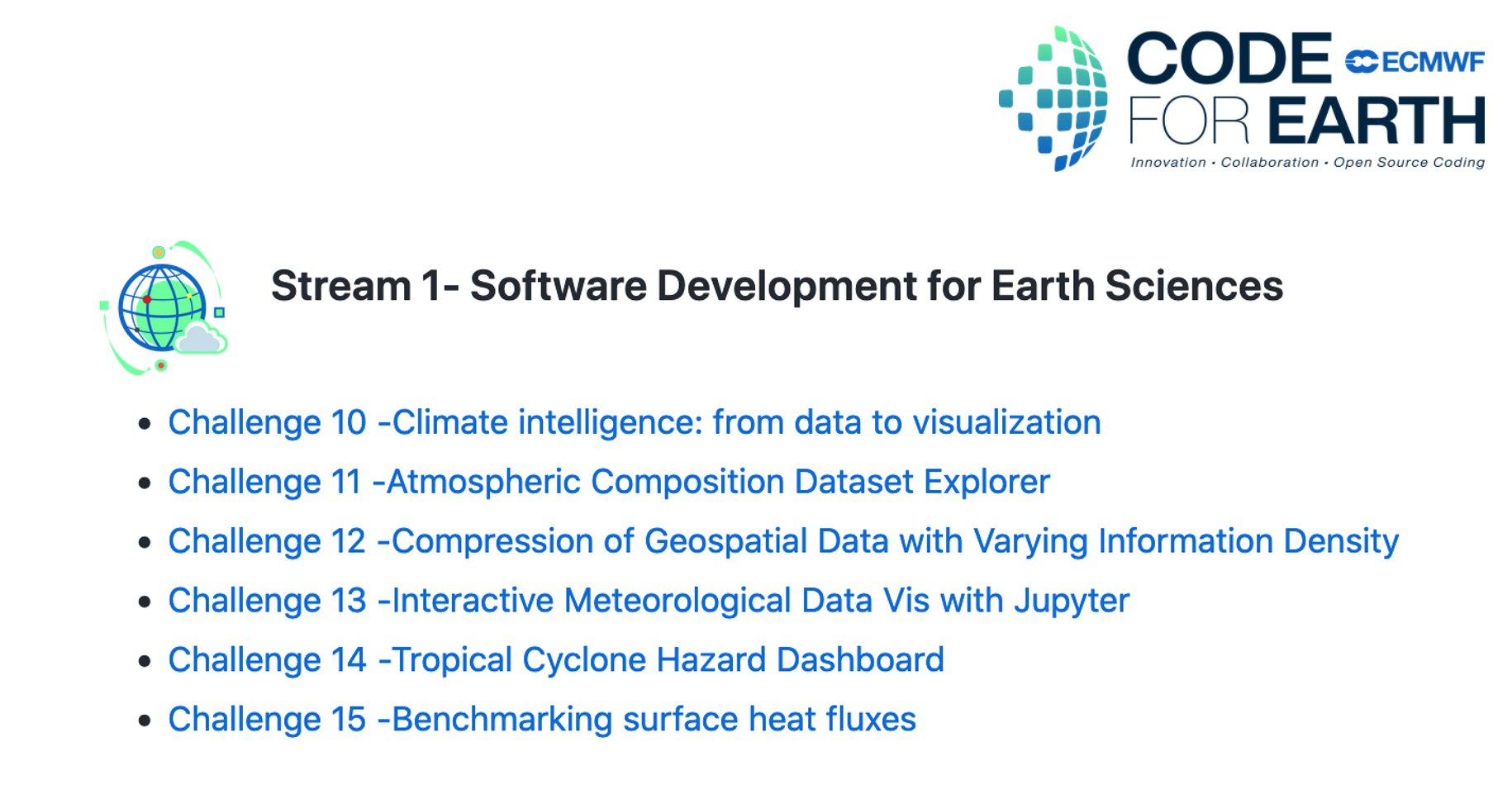 ECMWF Code for Earth on Twitter: "#Code4Earth brings you 13 #opensource challenges into two ...
