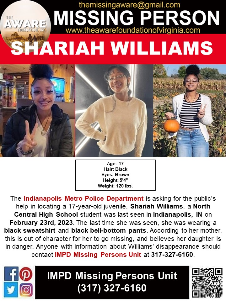 The AWARE Foundation on Twitter: "***MISSING JUVENILE*** INDIANAPOLIS, IN The Indiana Metro ...