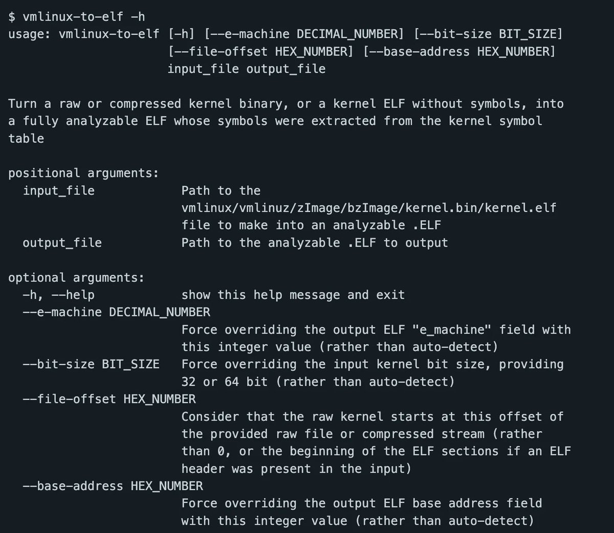 Jonathan Espinosa on Twitter: "RT @0xor0ne: vmlinux-to-elf is a useful tool for converting ...