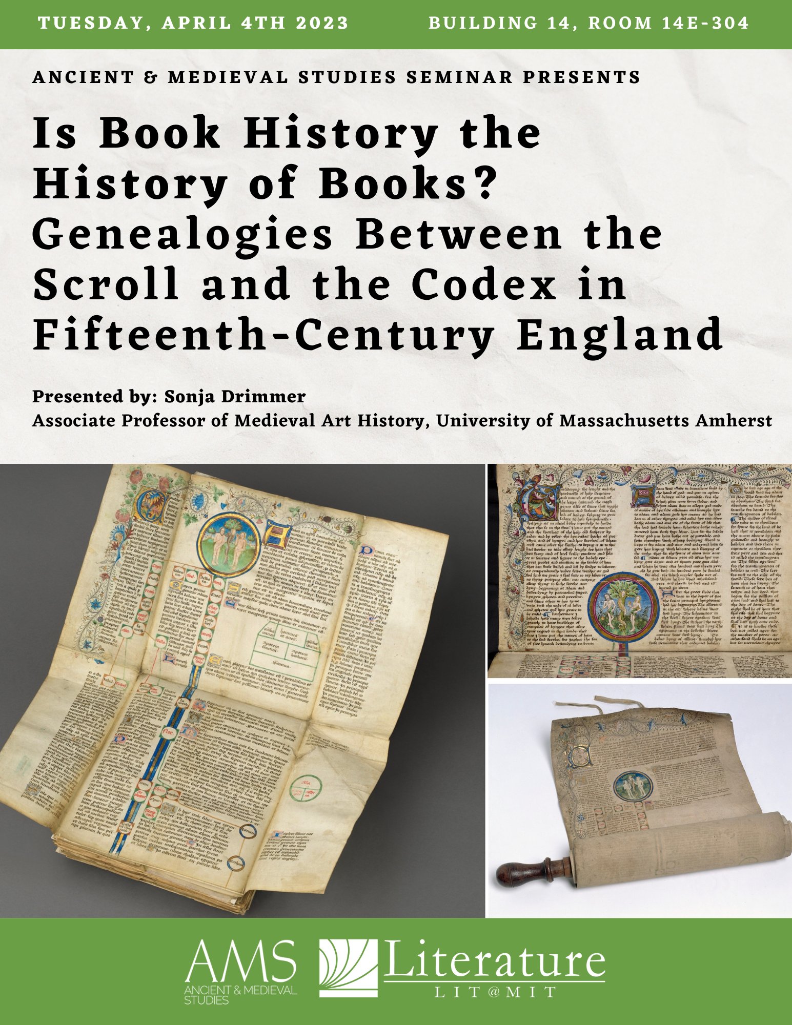 LIT@MIT on Twitter: "April 4th! Ancient & Medieval Studies Seminar presents, Sonja Drimmer, "Is ...