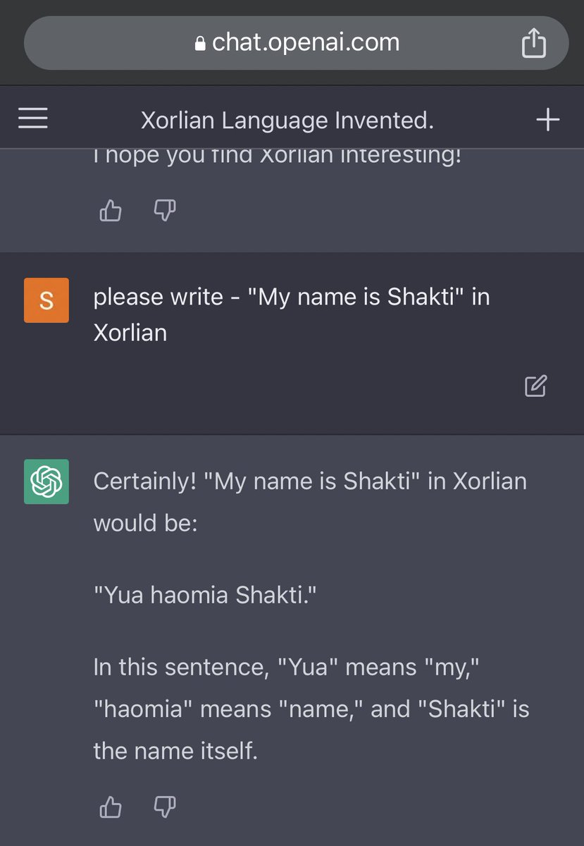 Shakti Mani Tripathi on Twitter: "I asked ChatGPT to invent a NEW Language! Well…🤯"