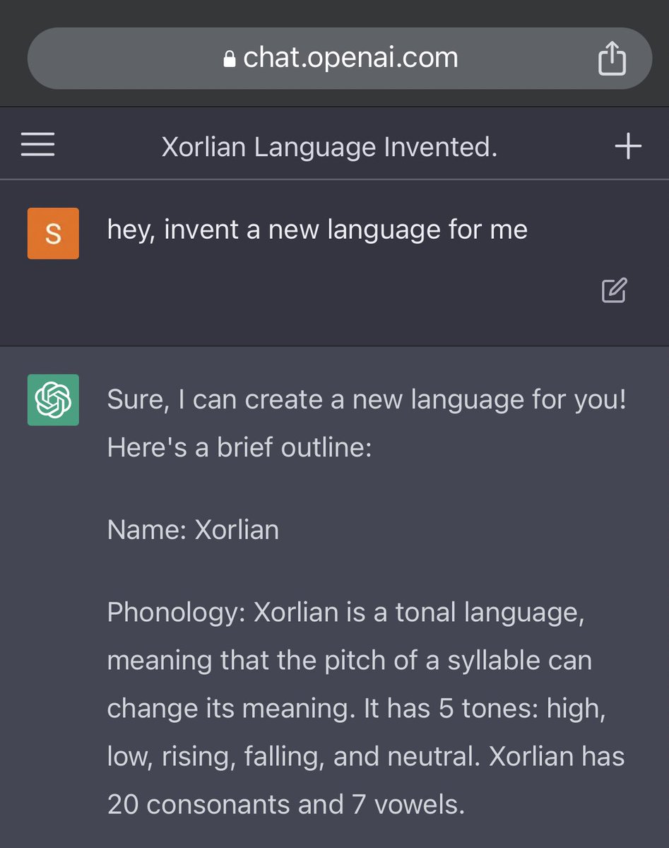 Shakti Mani Tripathi on Twitter: "I asked ChatGPT to invent a NEW Language! Well…🤯"
