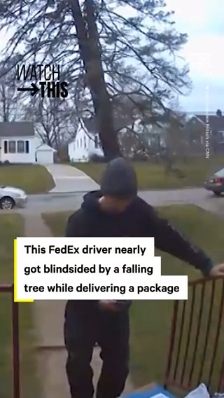 Doorbell camera footage captured the moment a FedEx delivery driver was ...