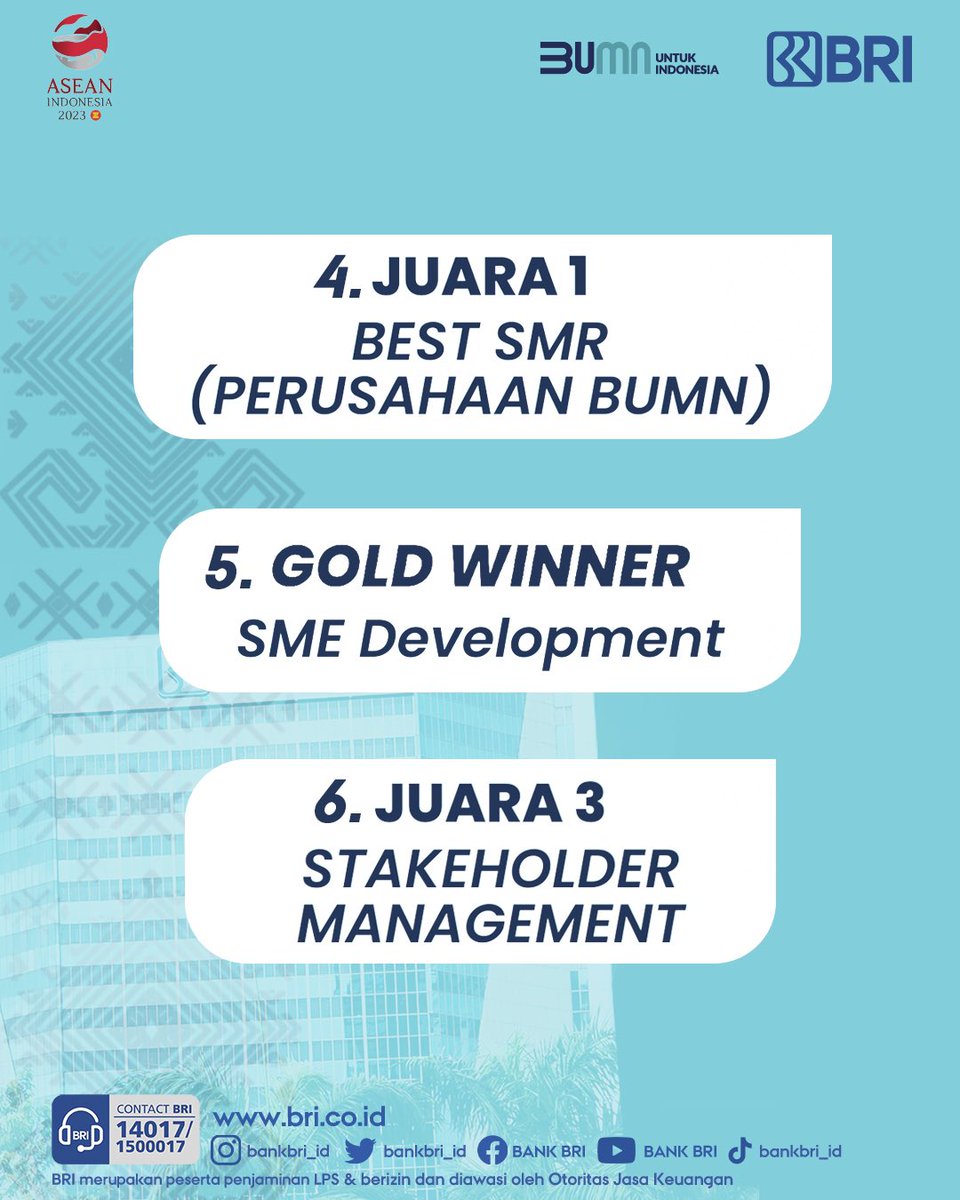BANK BRI on Twitter: "Hai Sobat BRI! dalam Ajang BUMN Corporate Communications & Sustainability ...