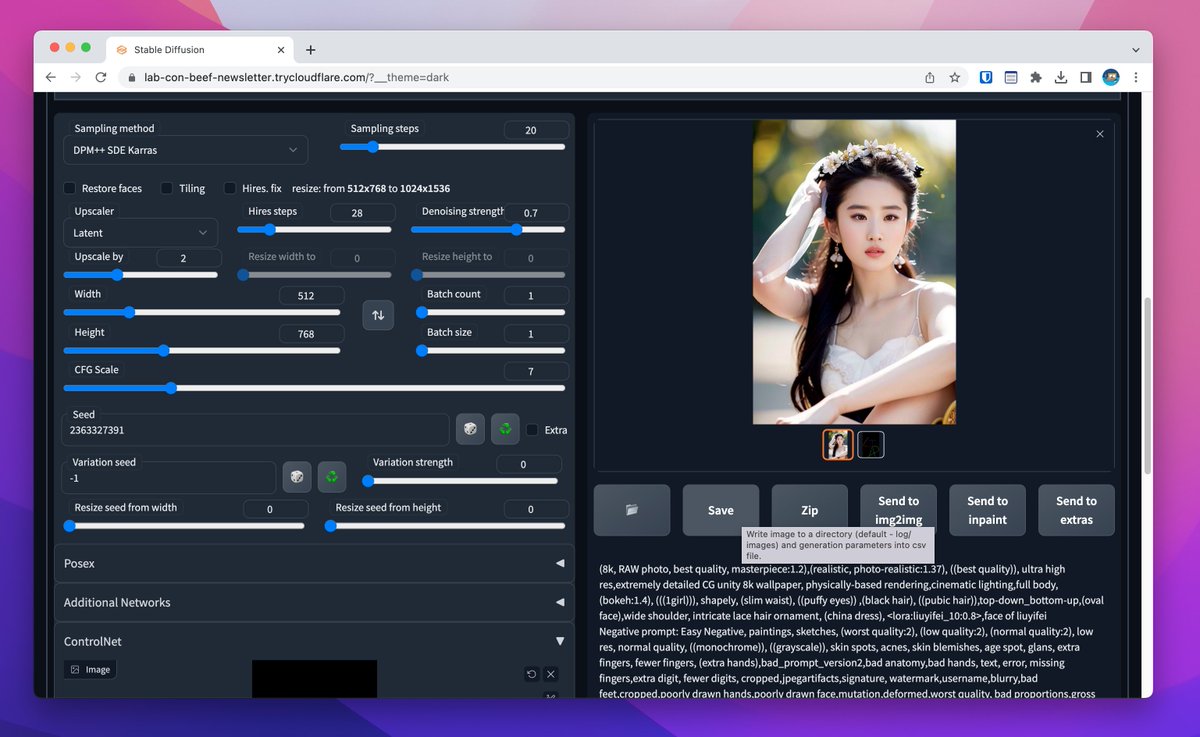 stable-diffusion-webui + ControlNet 现在用起来也太简单了吧，在 Colab 上一键就可以部署好，分分钟生成一大堆美女图 - Thread from ...