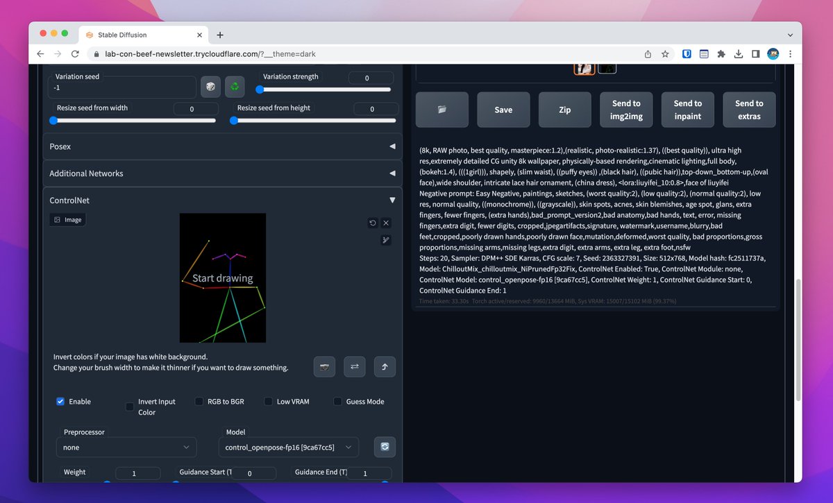 stable-diffusion-webui + ControlNet 现在用起来也太简单了吧，在 Colab 上一键就可以部署好，分分钟生成一大堆美女图 - Thread from ...