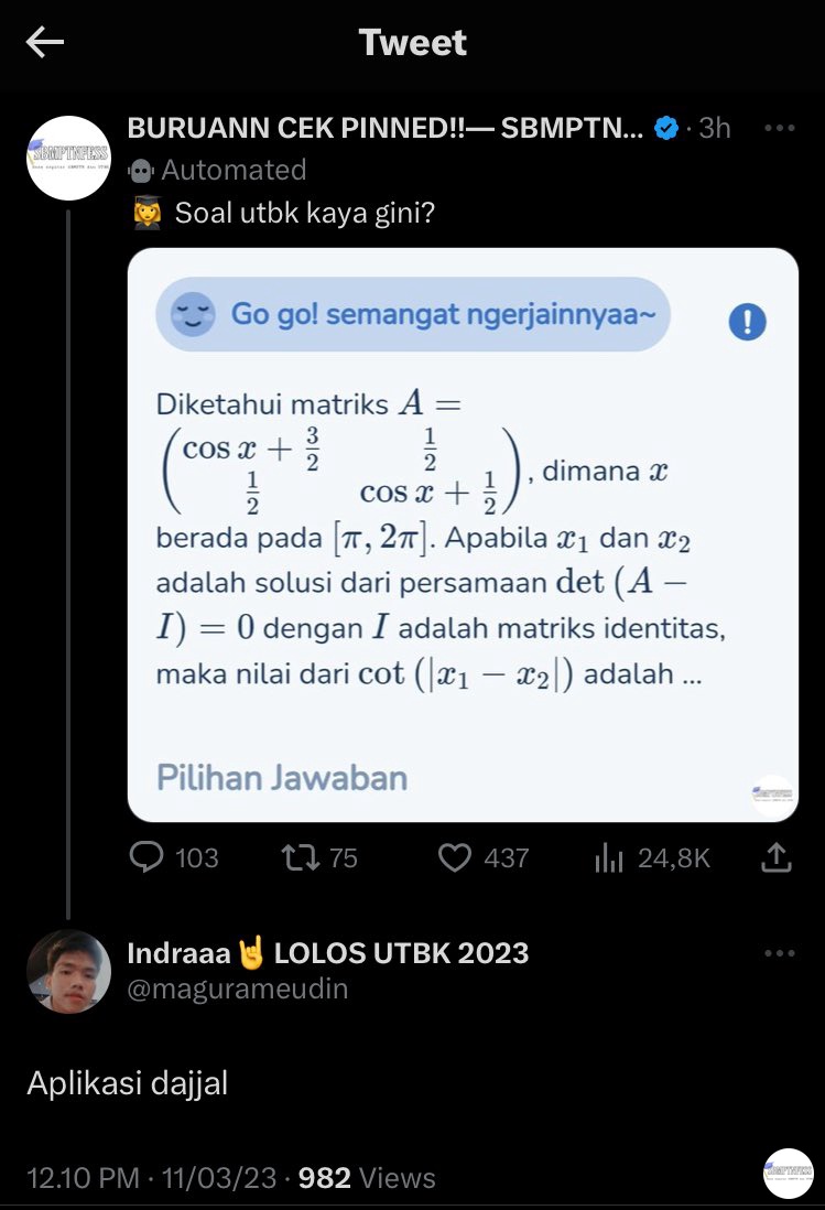 BURUANN CEK PINNED!!— SBMPTNFESS on Twitter: "👩‍🎓 kemarin g0Kre, sekarang mipai😔😭🖐🏻"