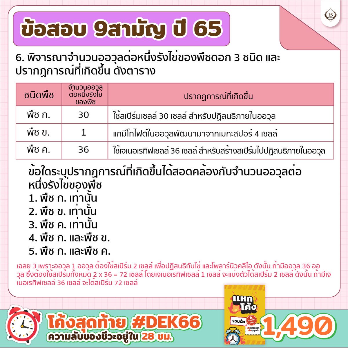 ชีวะครูฝ้าย🧠🌟 on Twitter: "มัดรวมข้อสอบ #สืบพันธุ์พืชดอก #ALevel (#9สามัญ) 6 พ.ศ. (60 - 65) # ...