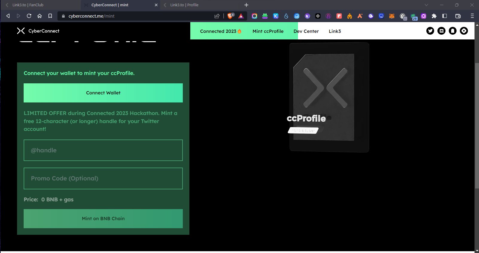 BitByte Crypto (🧙‍♂️,💙) on Twitter: "🧙‍♂️Mint A Free ccProfile NFT To set up @link3to profile ...