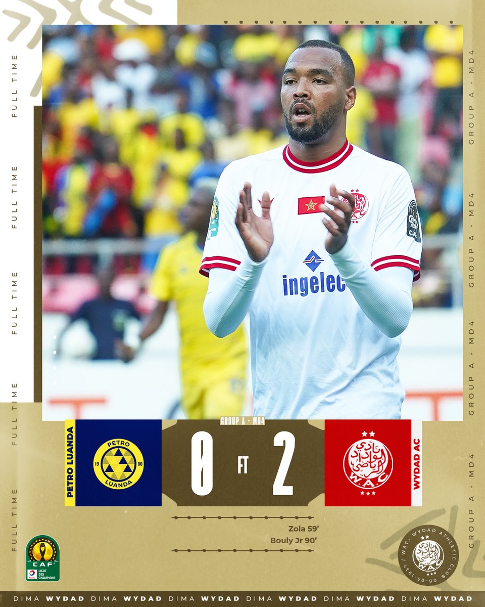 Wydad Athletic Club on Twitter: "A formidable team performance 🤩 Petro Luanda 0️⃣-2️⃣ Wydad AC # ...