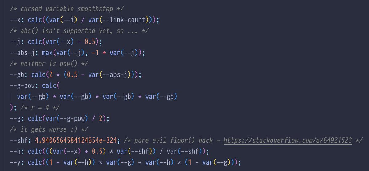 N² ╱ ANTIREAL on Twitter: "ported a variable smoothstep function to vanilla css. i don't have a ...