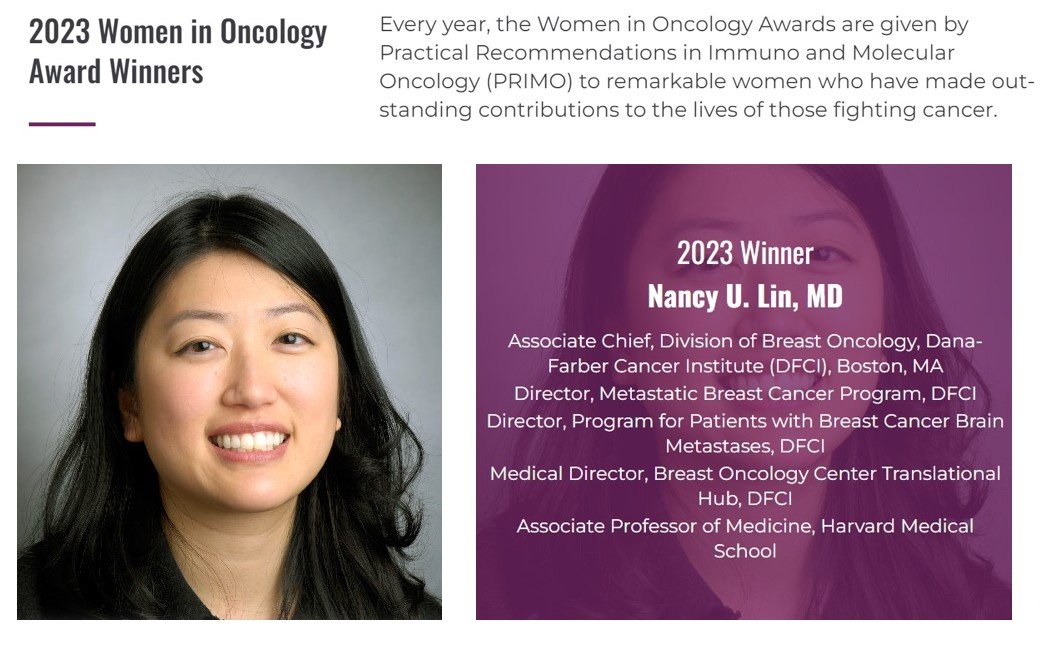 Paolo Tarantino on Twitter: "RT @DFCI_BreastOnc: Congratulations Dr. Nancy Lin (@nlinmd) on ...