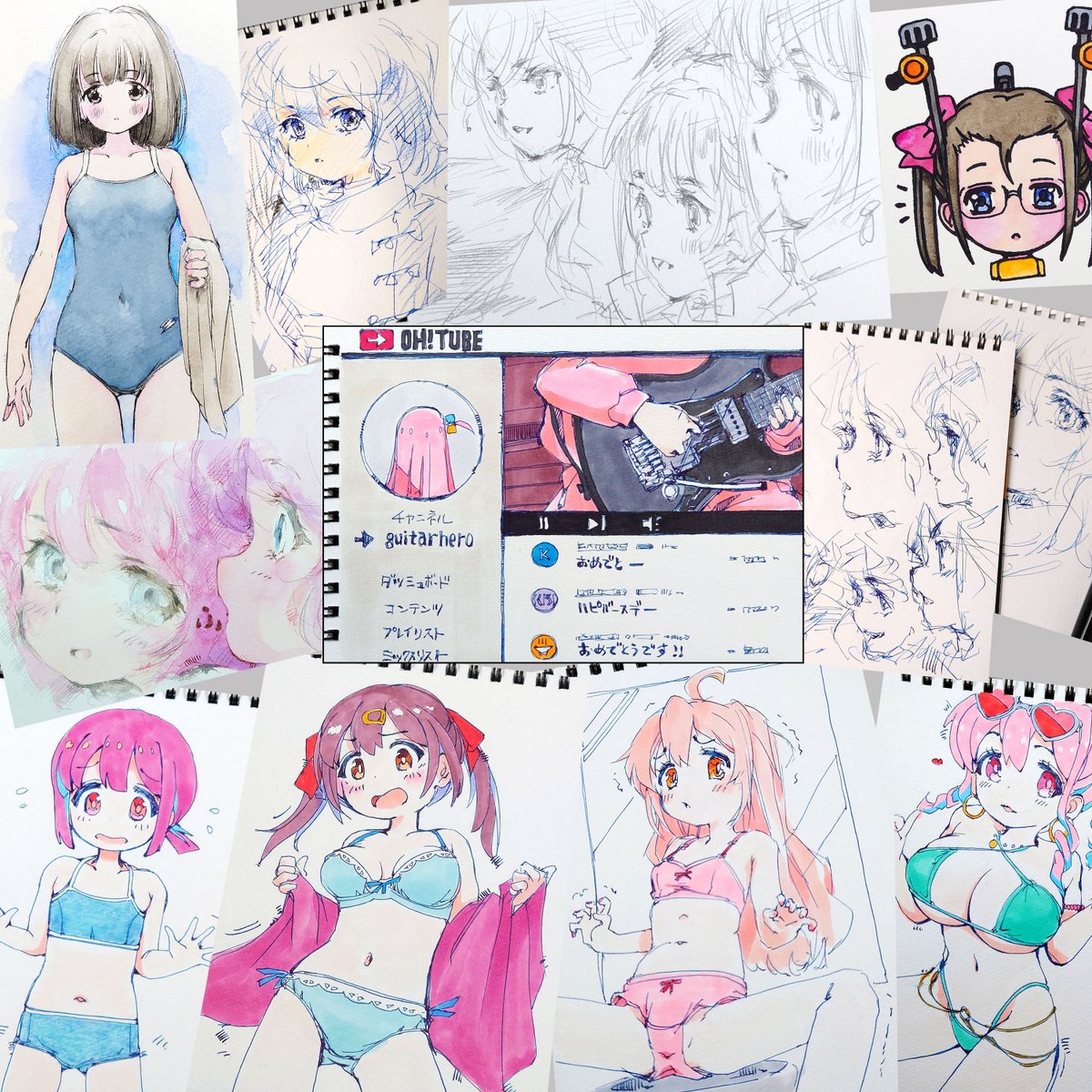 今月描いた絵を晒そう 1月。思った以上に描いてた。。 #スーパーカブ 」フミよ C105 月曜 東5 ヘ-30bの漫画